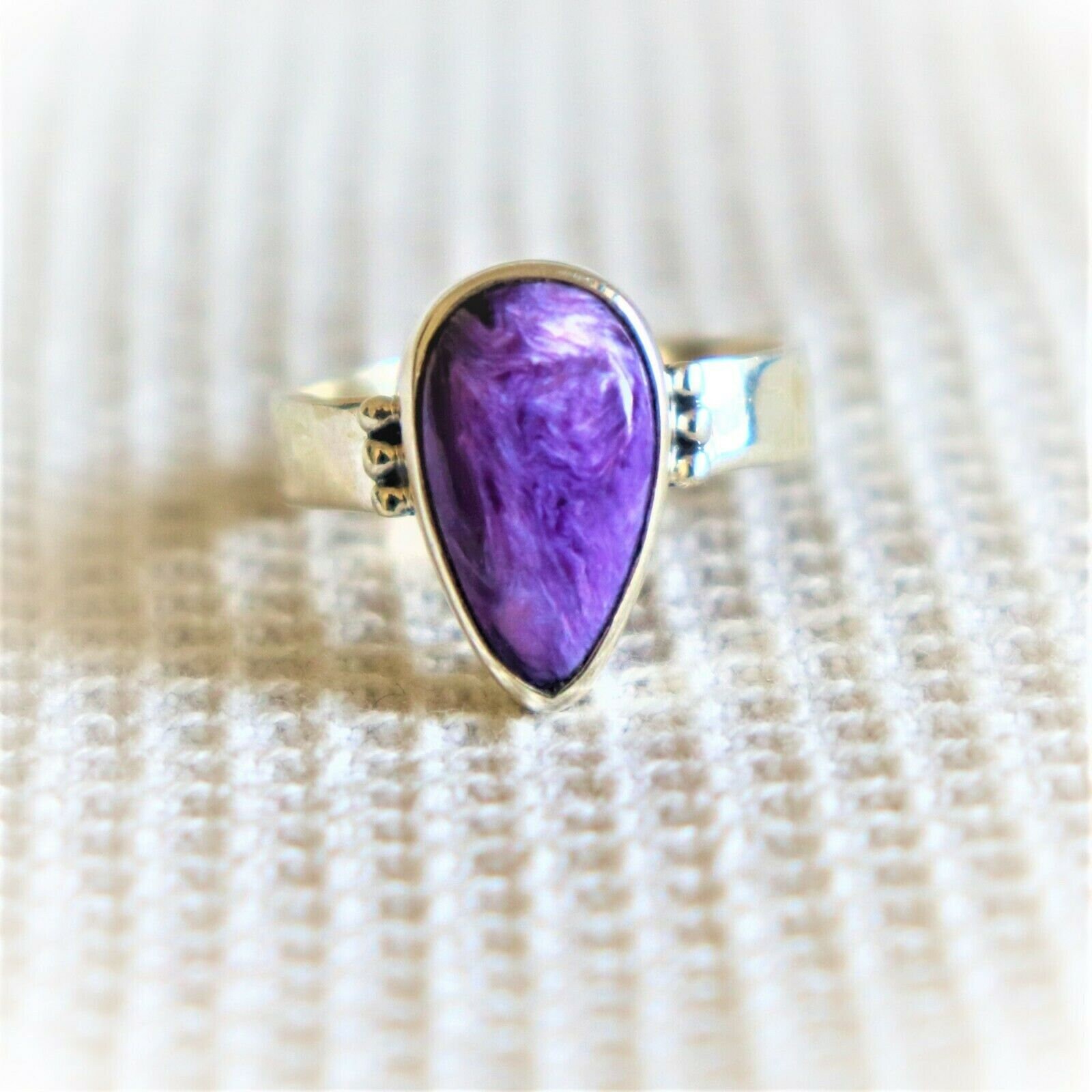 Charoite Ring 925 Sterling silver Ring Natural Stone | Etsy