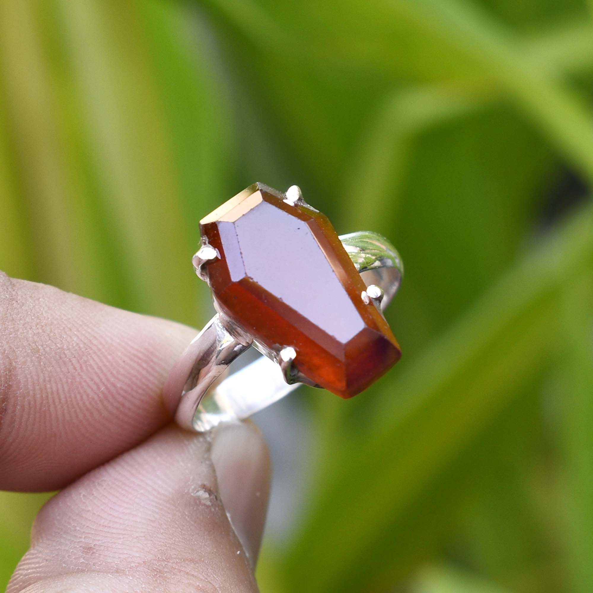 Natural Hessonite Garnet 92.5 Sterling Silver Rings17x10 mm | Etsy