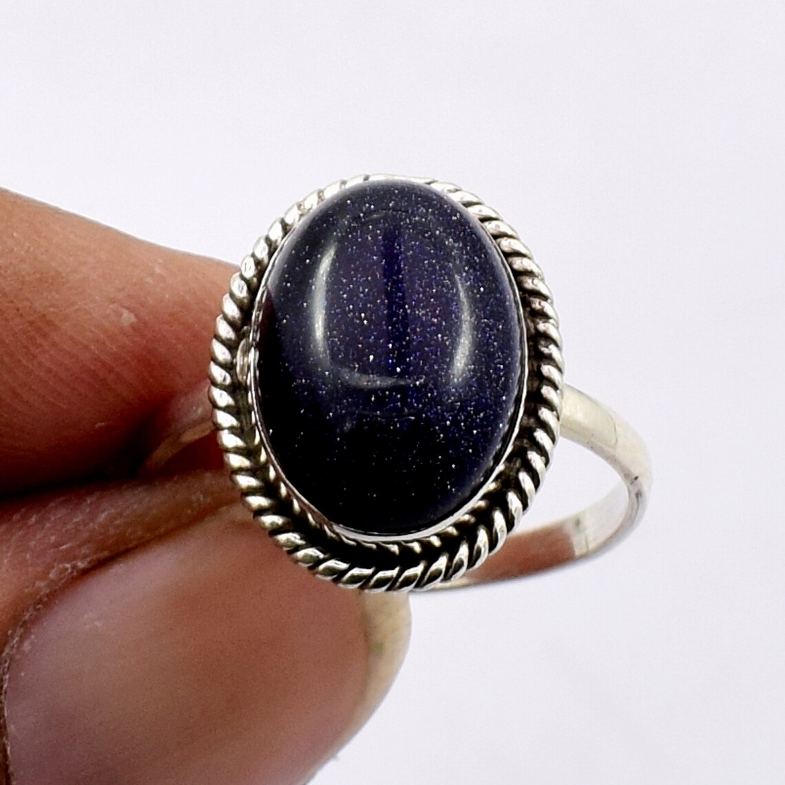 Blue Goldstone Ring Sterling Silver Rings Gemstone Ring | Etsy