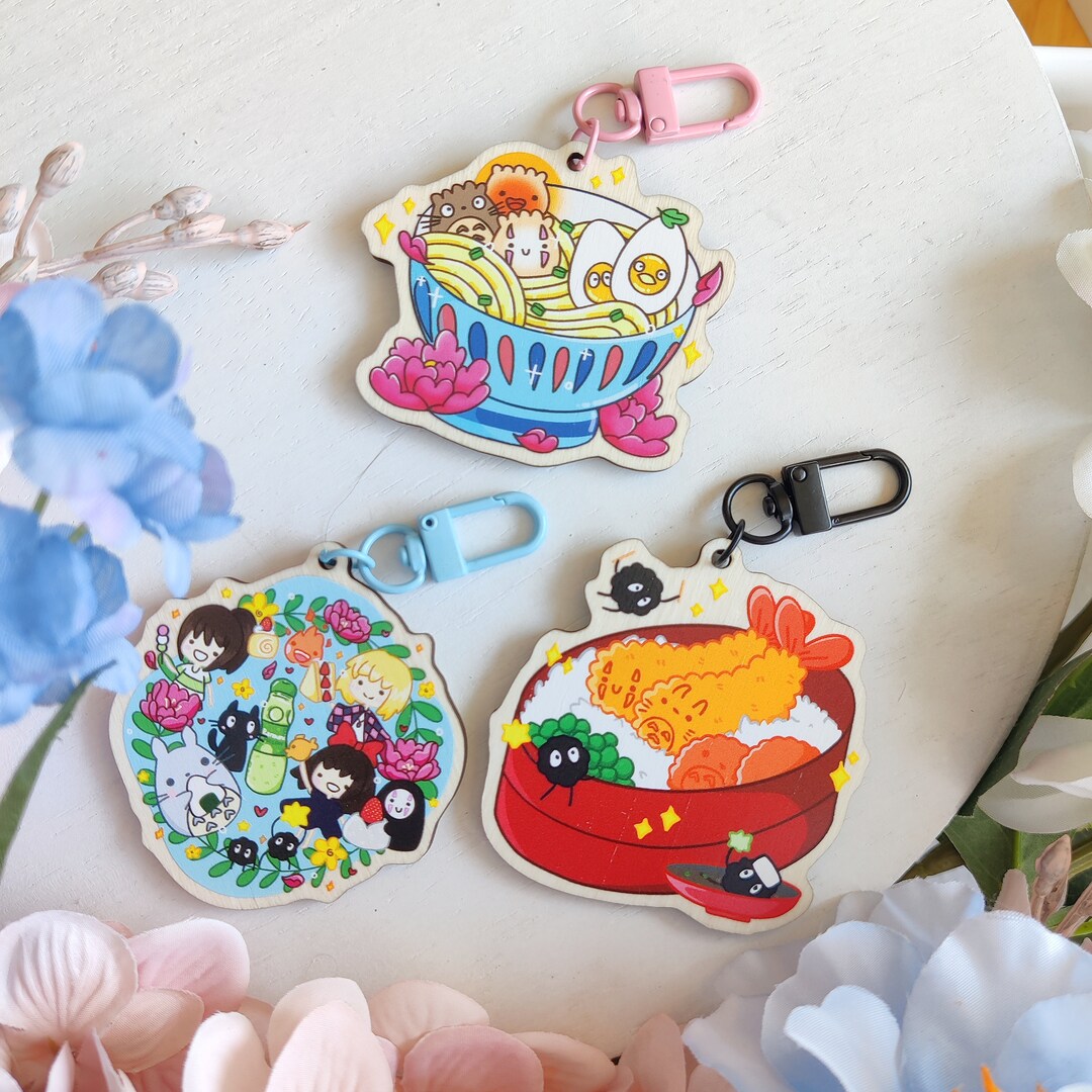 Studio Ghibli Wood Keychain Japanese Food Lover Gift, Cute Backpack Car ...