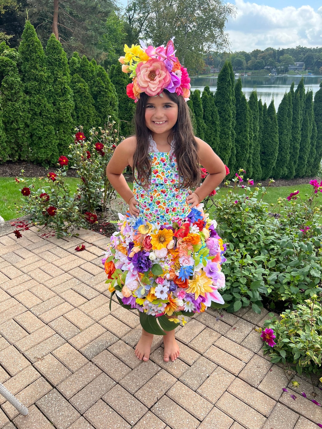 Beautiful Girl's Fairy Flower Cosplay Costume, Floral Hoop Skirt and ...