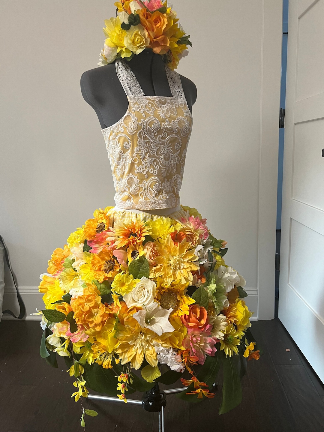 Beautiful Girl's Fairy Flower Cosplay Costume, Floral Hoop Skirt and ...