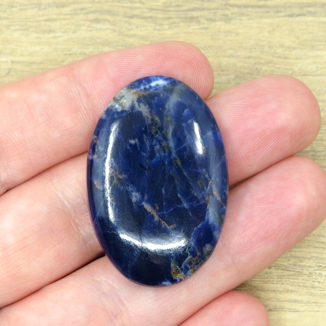Large Oval Sodalite Cabochon Blue 9.59g 25.1mm X 37.3mm - Loose ...
