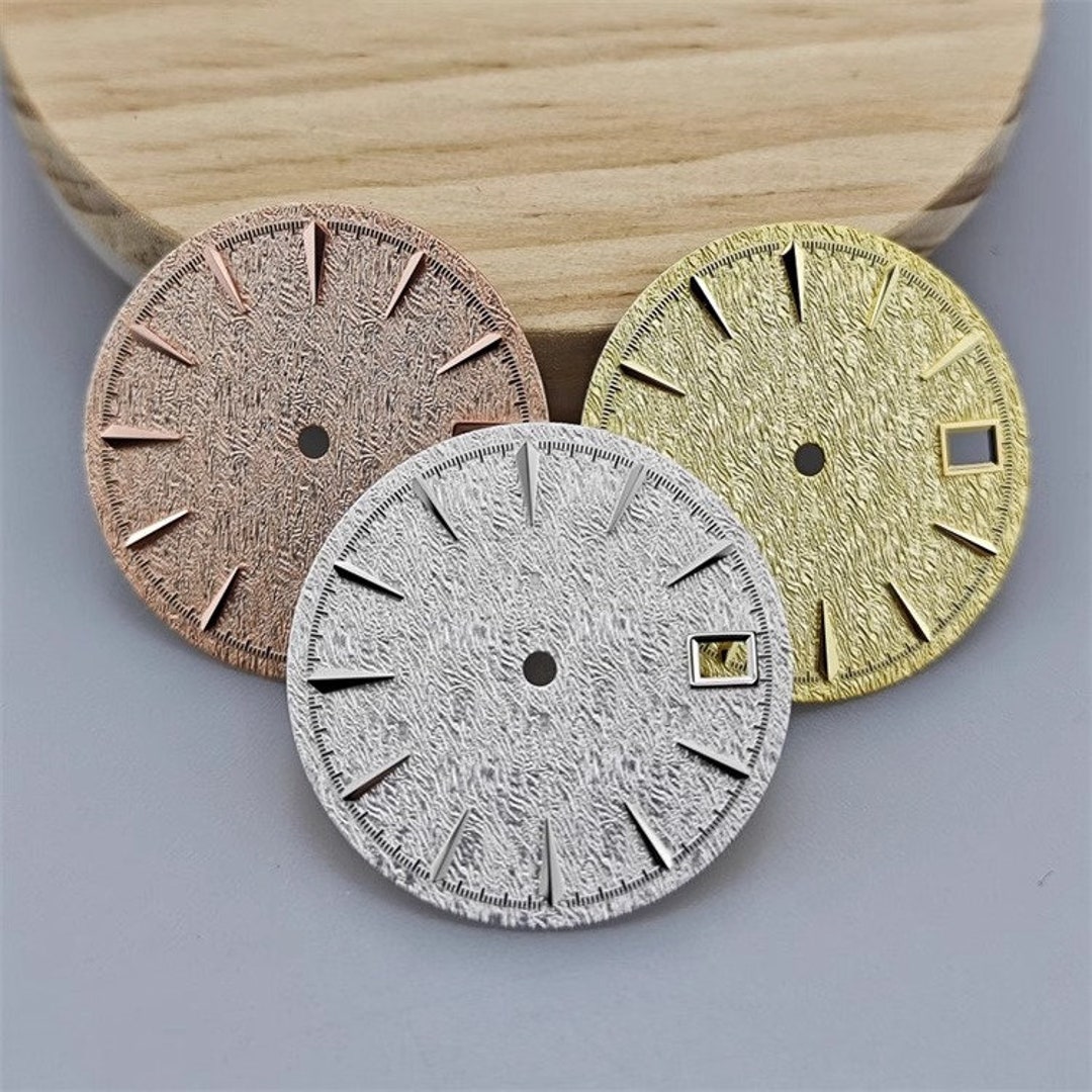 Modified NH35 Dial Gold White Rose Gold Wave Pattern Date Dial Fits ...