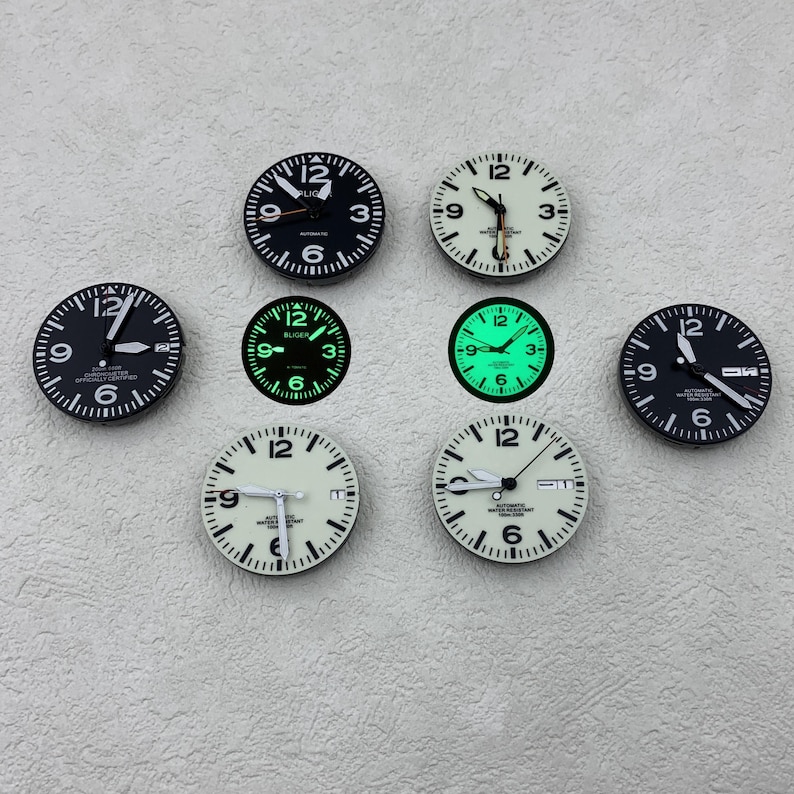 Custom Watch Dial 29mm Pilot's Luminous Dial + Hands Compatible for ...