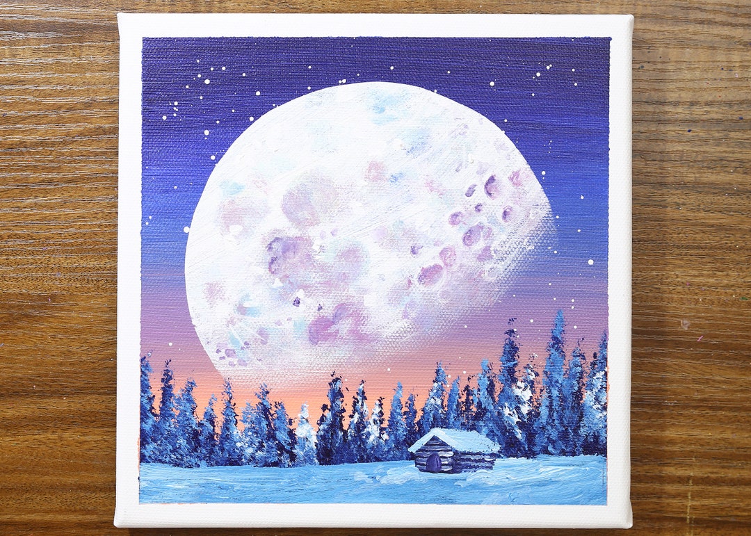 The Biggest Moon I've Ever Seenacrylic Painting 1047 - Etsy