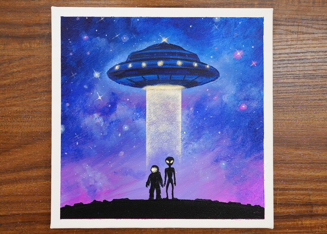 Spaceman & Alien Acrylic Painting (1286) - Etsy