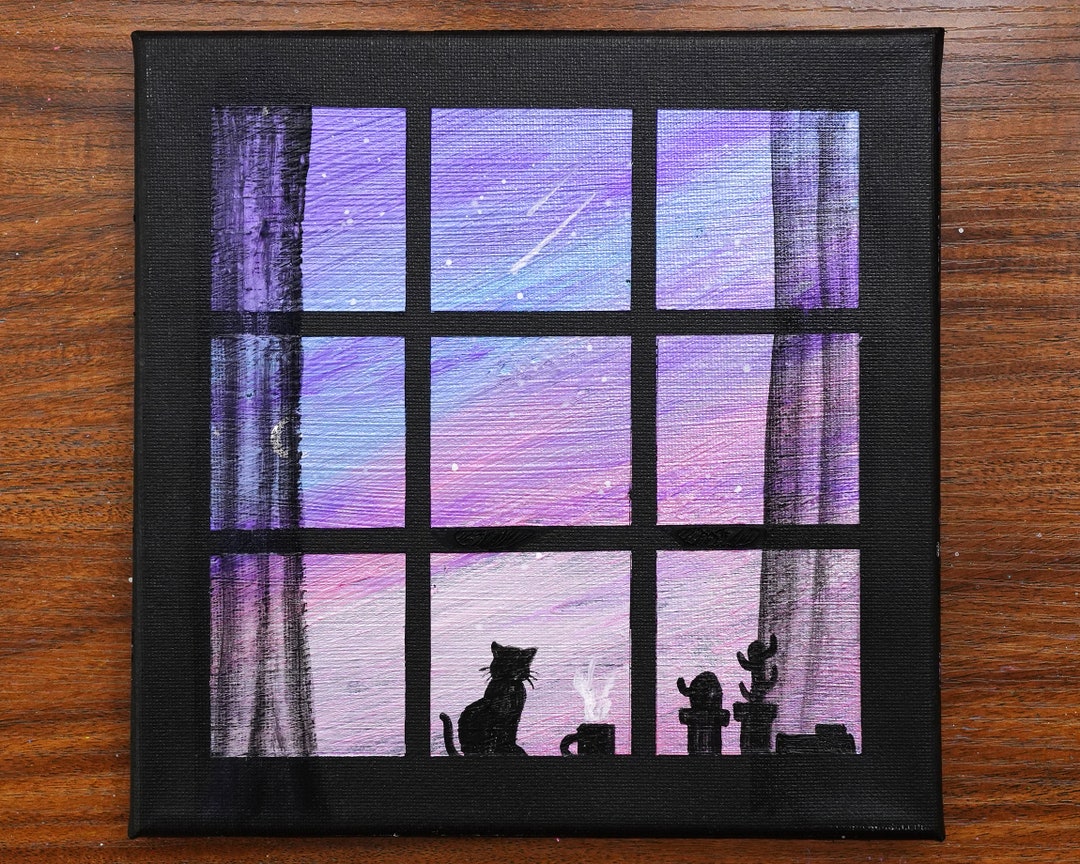 Window & Cat Acrylic Painting (1333) - Etsy