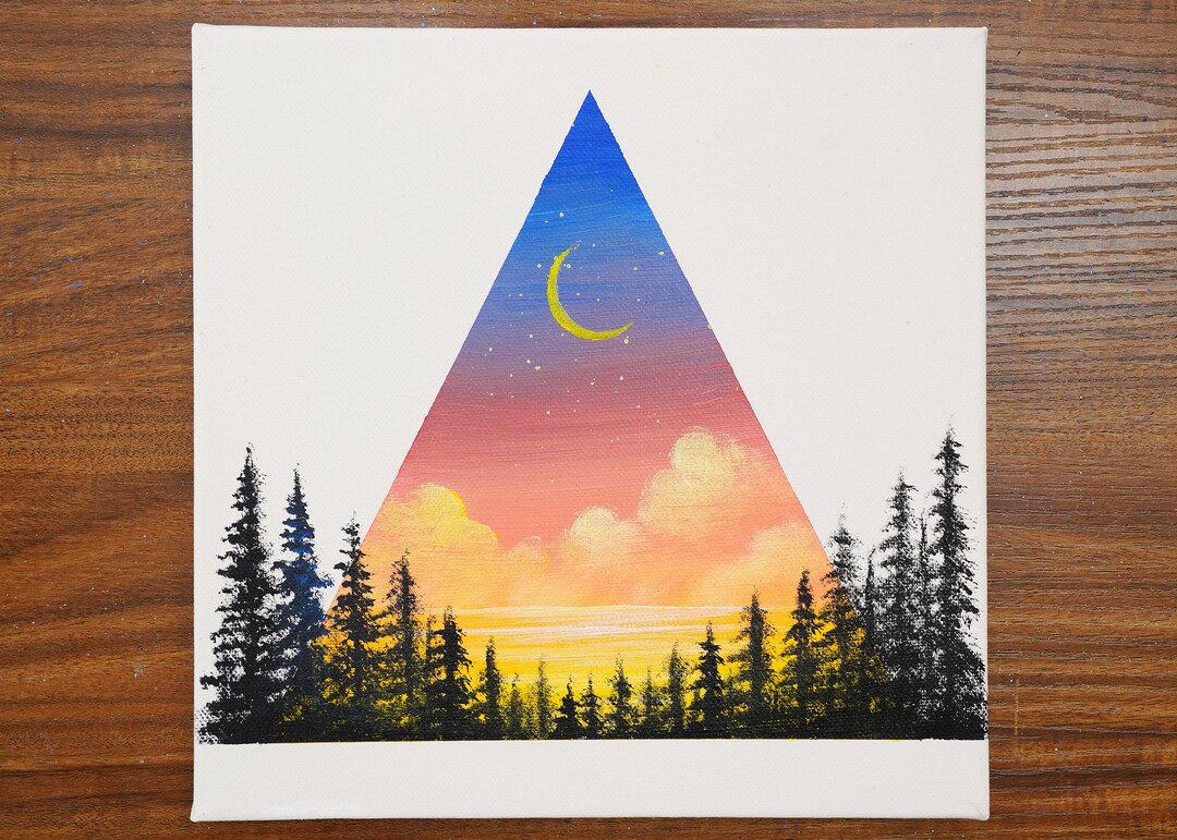 Triangle Landscape Acrylic Painting 1228 - Etsy