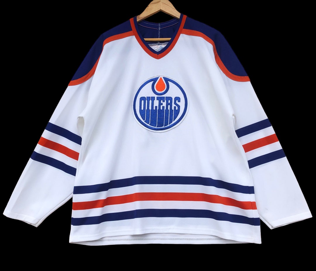 Vintage 1980s NHL Edmonton Oilers Embroidery Big Logo Jersey V Neck ...