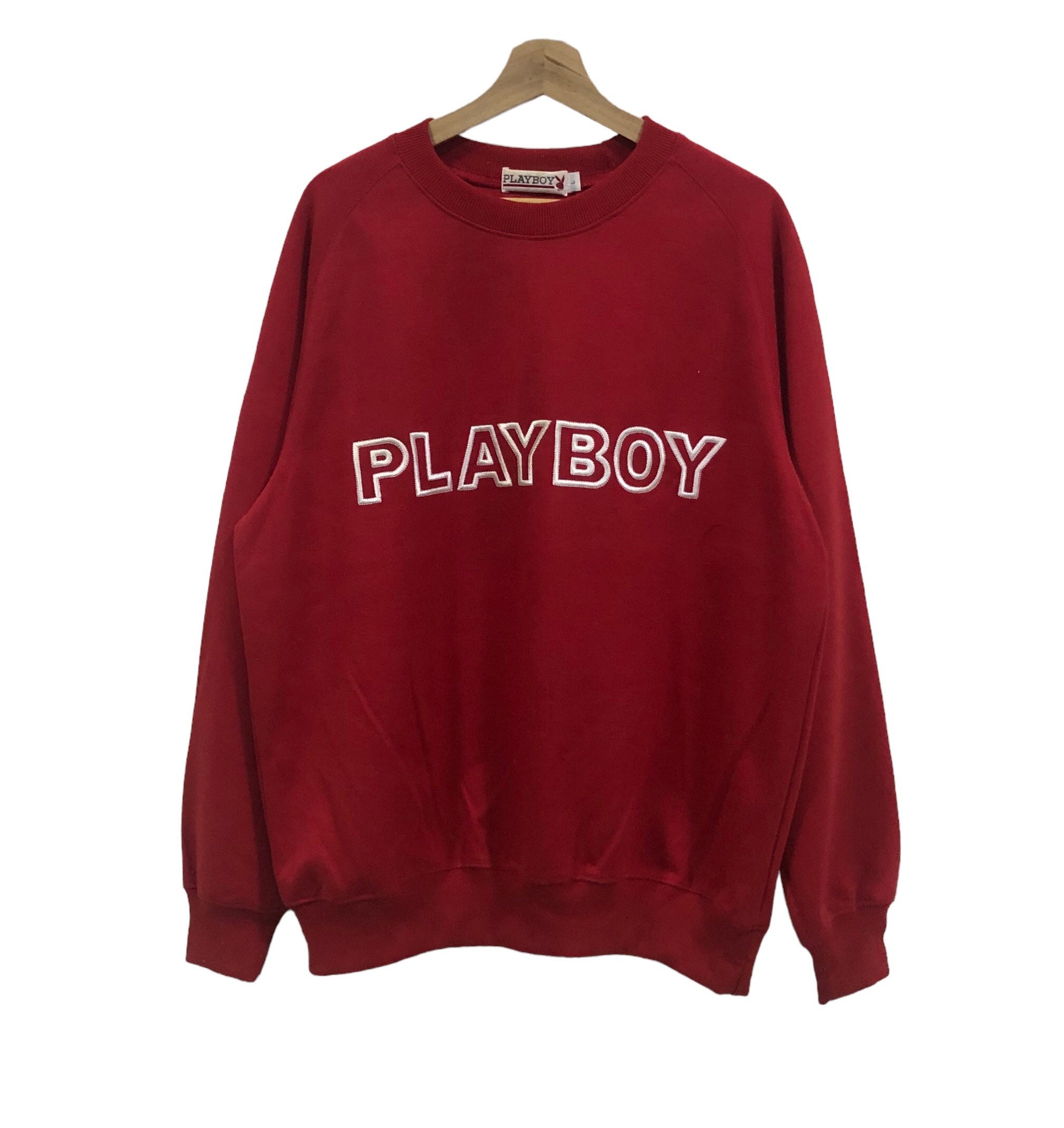 Playboy Big Logo Embroidery Spell Out Sweatshirt Jumper Crewneck Pullover Size L - Etsy