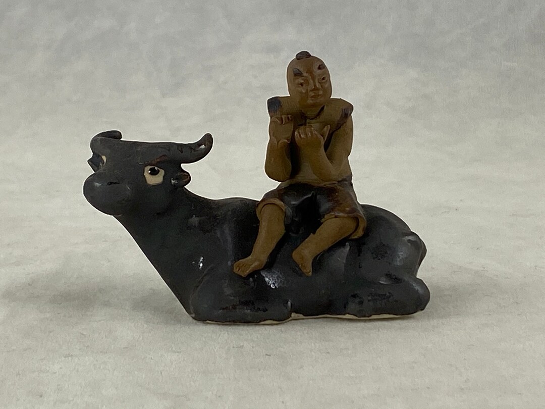 Boy & His Friend Bull Figurine for Bonsai, Zen Garden and Decoration - Etsy
