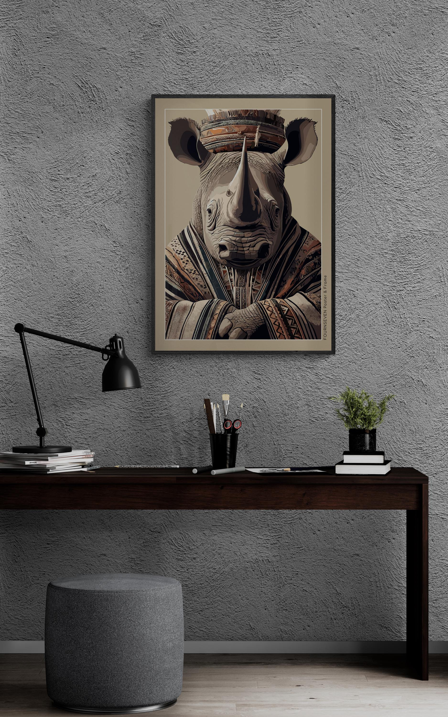 African Rhino Poster. Vector File, Svg, Png, Pdf. Printable Wall Art ...