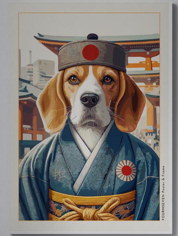 Japanese Beagle Poster. Vector File, Svg, Png, Pdf. Printable Wall Art ...