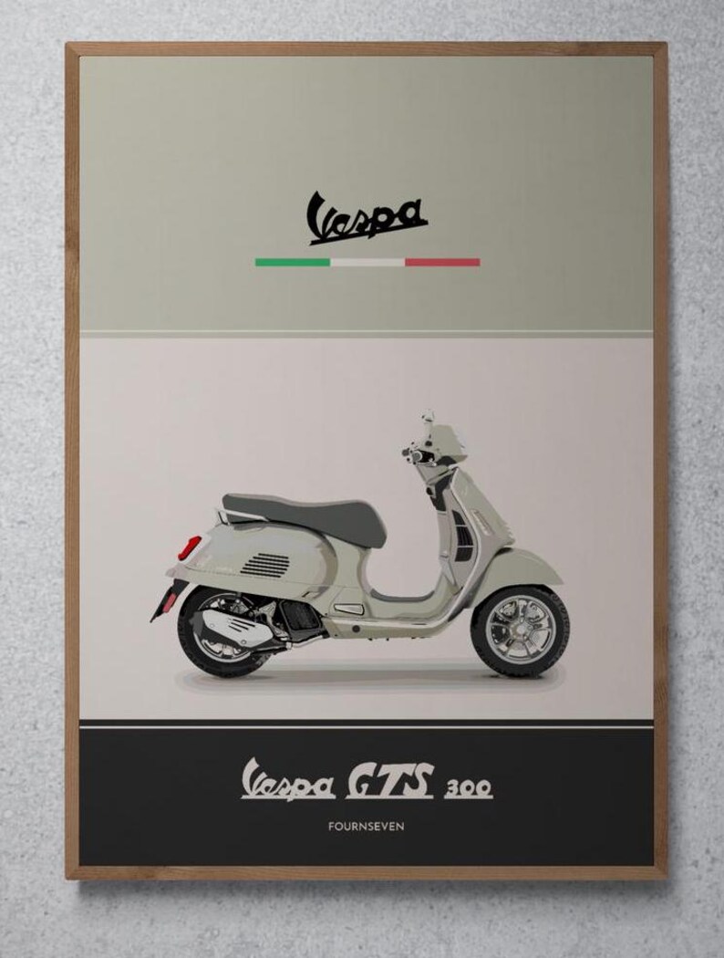 Vespa GTS300 Graphic Poster. Vector File, Svg, Png, Pdf. Printable Wall ...