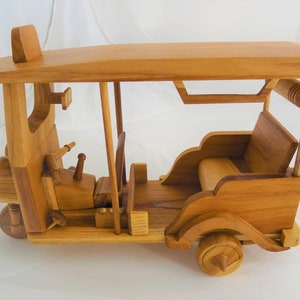 Handmade Wooden Large Wooden TUK TUK Taxi Rickshaw Collectors Model Sml ...