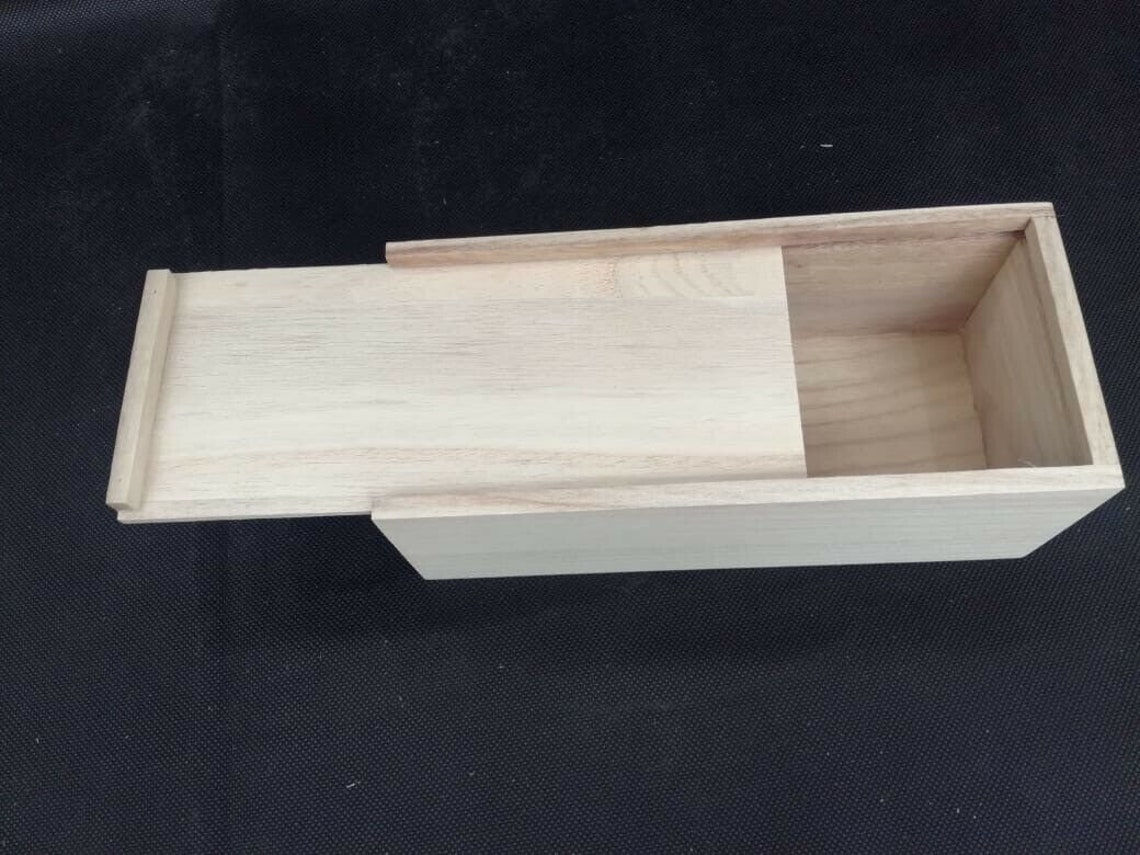 3 Large Wooden Pencil Box with sliding Lid Arts & Crafts | Etsy