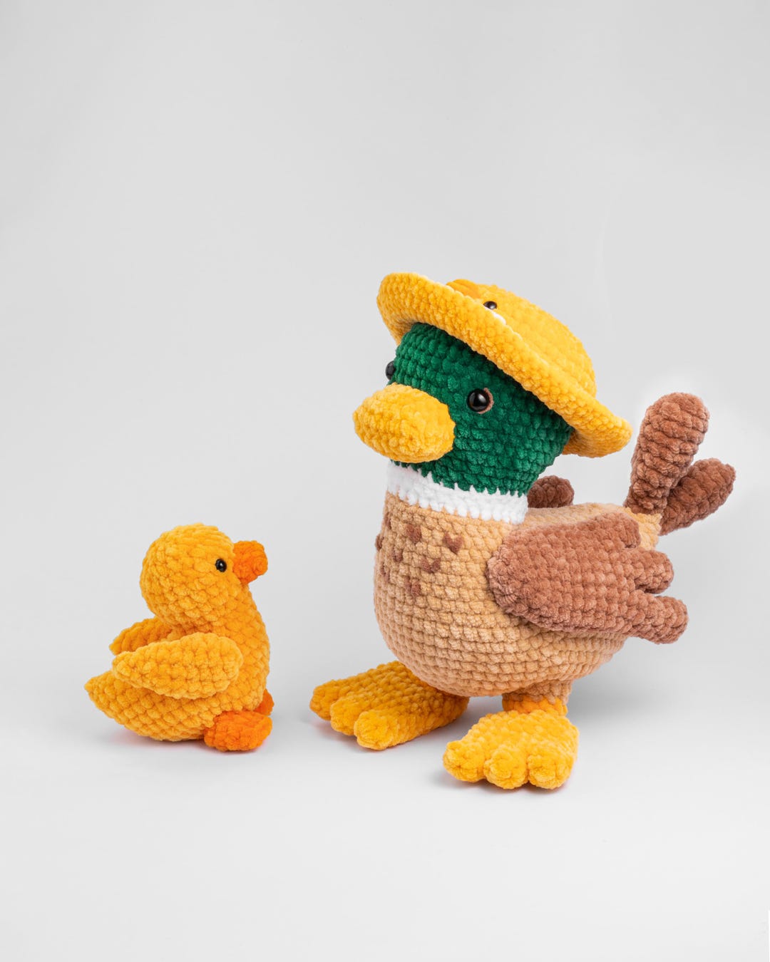 SET OF TOYS (3 in 1). Crochet Duck With Duck Hat and Duckling, Stuffed ...