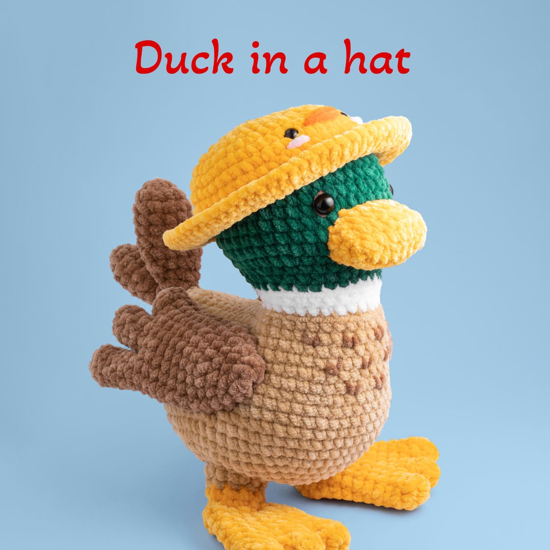 Set of PDF Crochet Patterns Duck + Hat (english) / Drake Hand-made ...