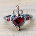 Red Heart Shape Diamond Ring, Gothic Engagement Wedding Ring, Black ...
