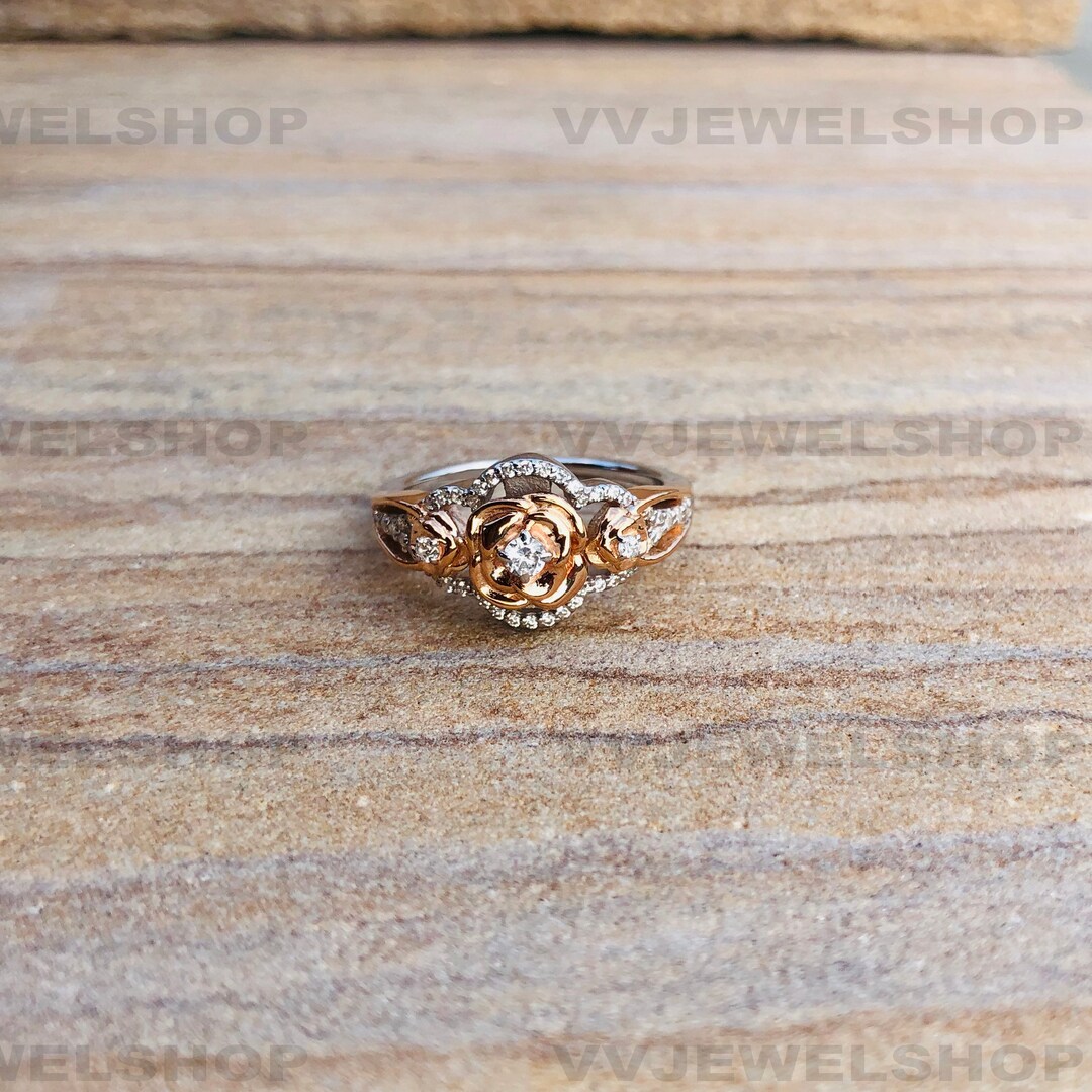 Enchanted Disney Belle Diamond Accent Tripple Rose Swirled Promise Ring ...