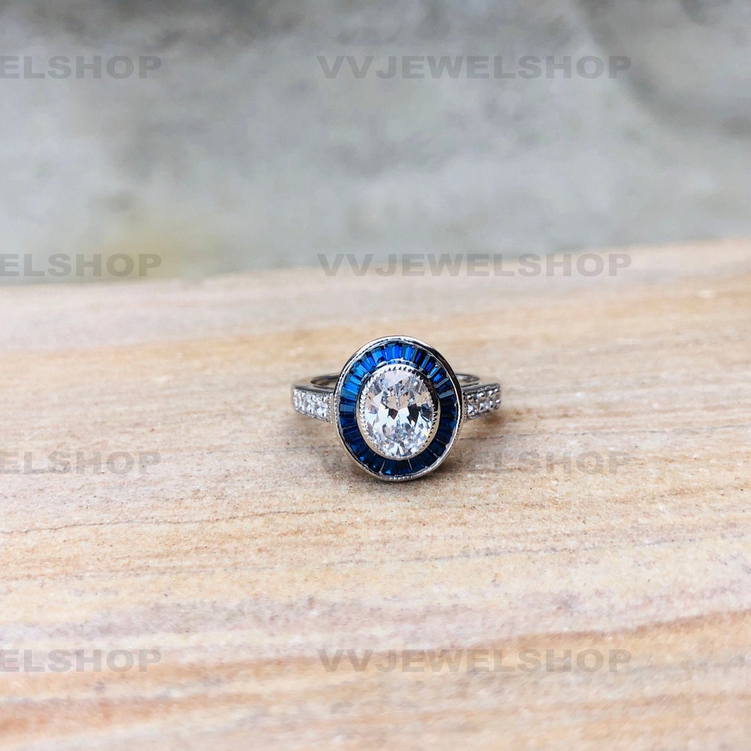 Art Deco Ring 935 Silver Ring Engagement Ring White Gold - Etsy