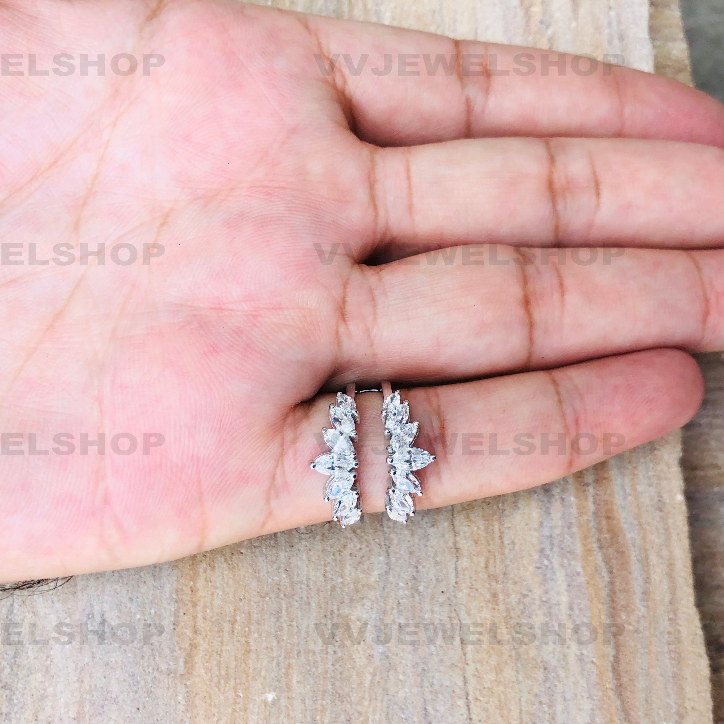 Marquise Diamond Wrap Enhancer, Solitaire Ring Wrap Guard Band, White ...