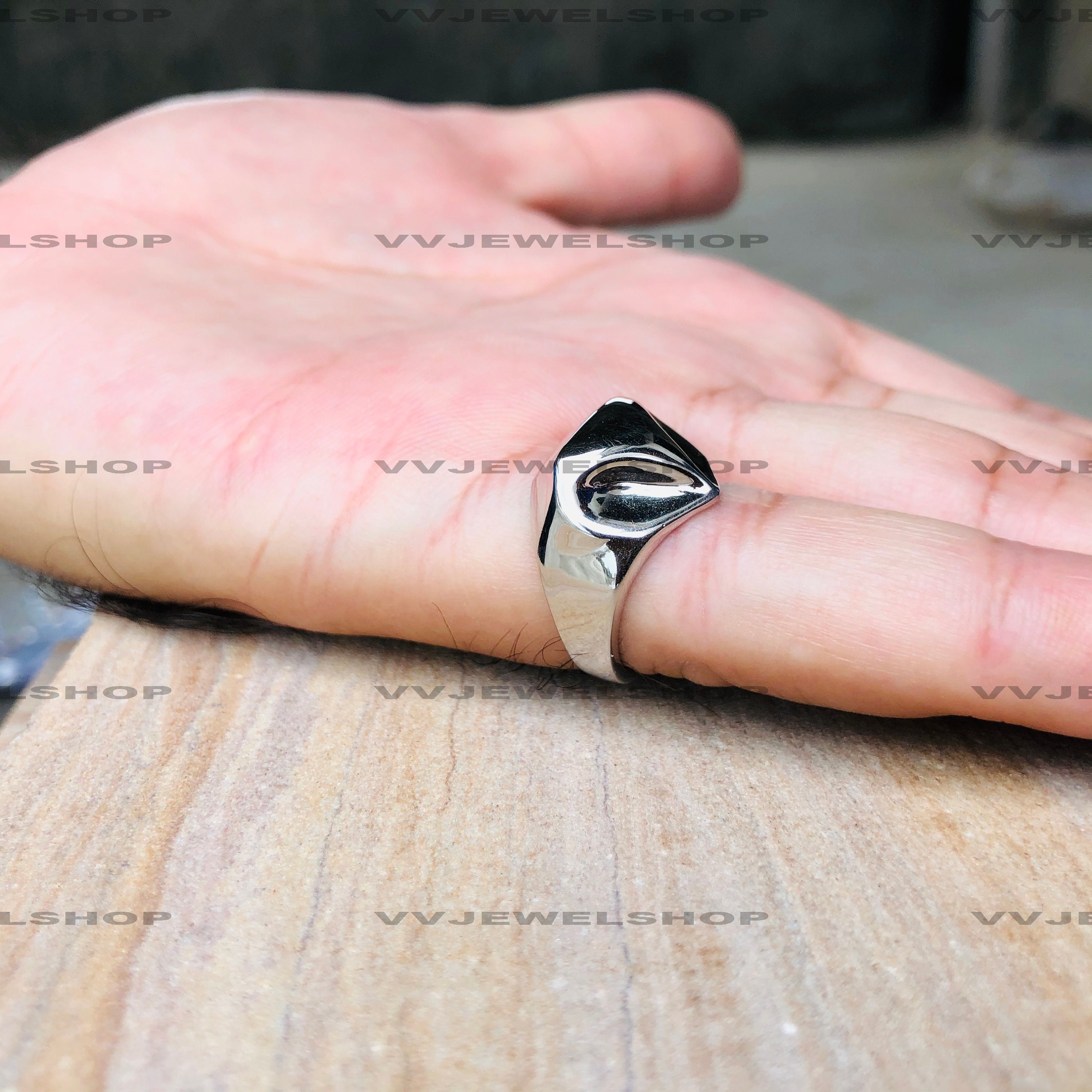 Owl Face Ring Barn Owl Ring Geometric Sterling Silver Barn | Etsy