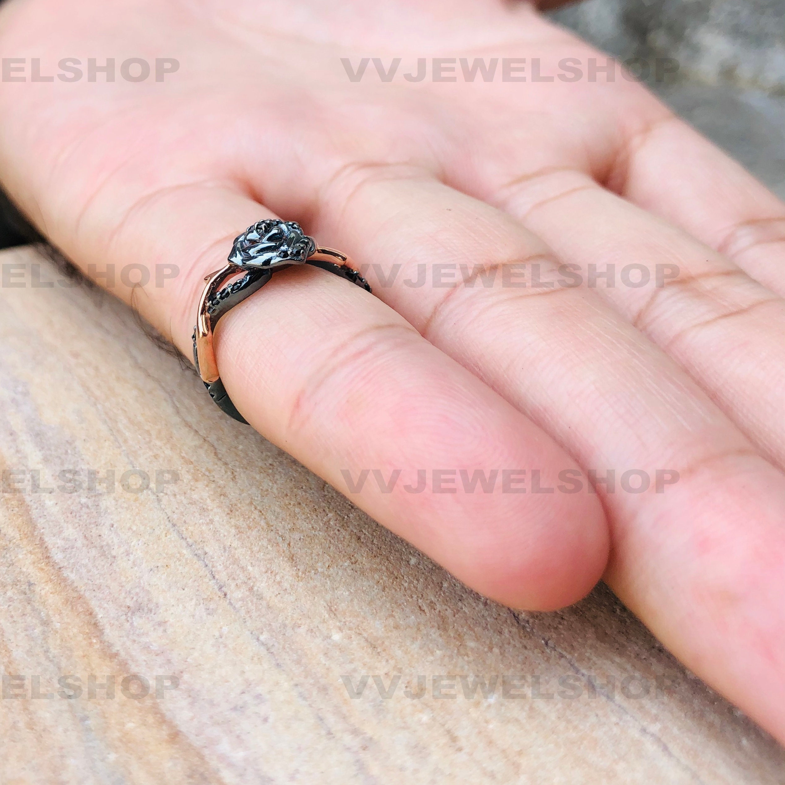 Beautiful Black Rose Ring Villians Maleficent Ring Fine - Etsy