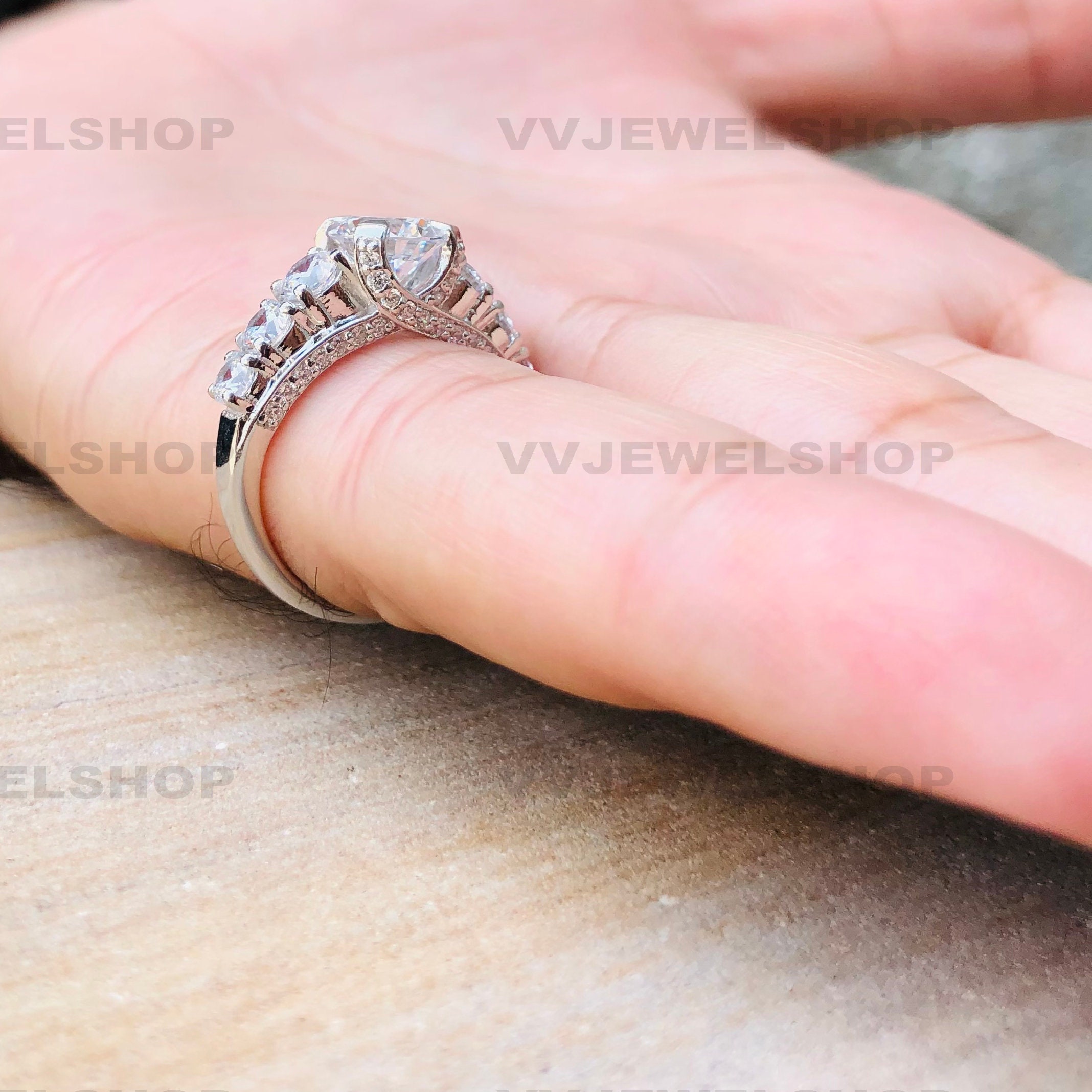 Lab Diamond Ring Crossover Shank Ring Moissanite Ring White - Etsy UK