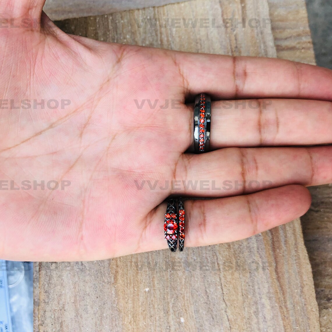 Couple's Ring Set His Her Matching Engagement Wedding - Etsy