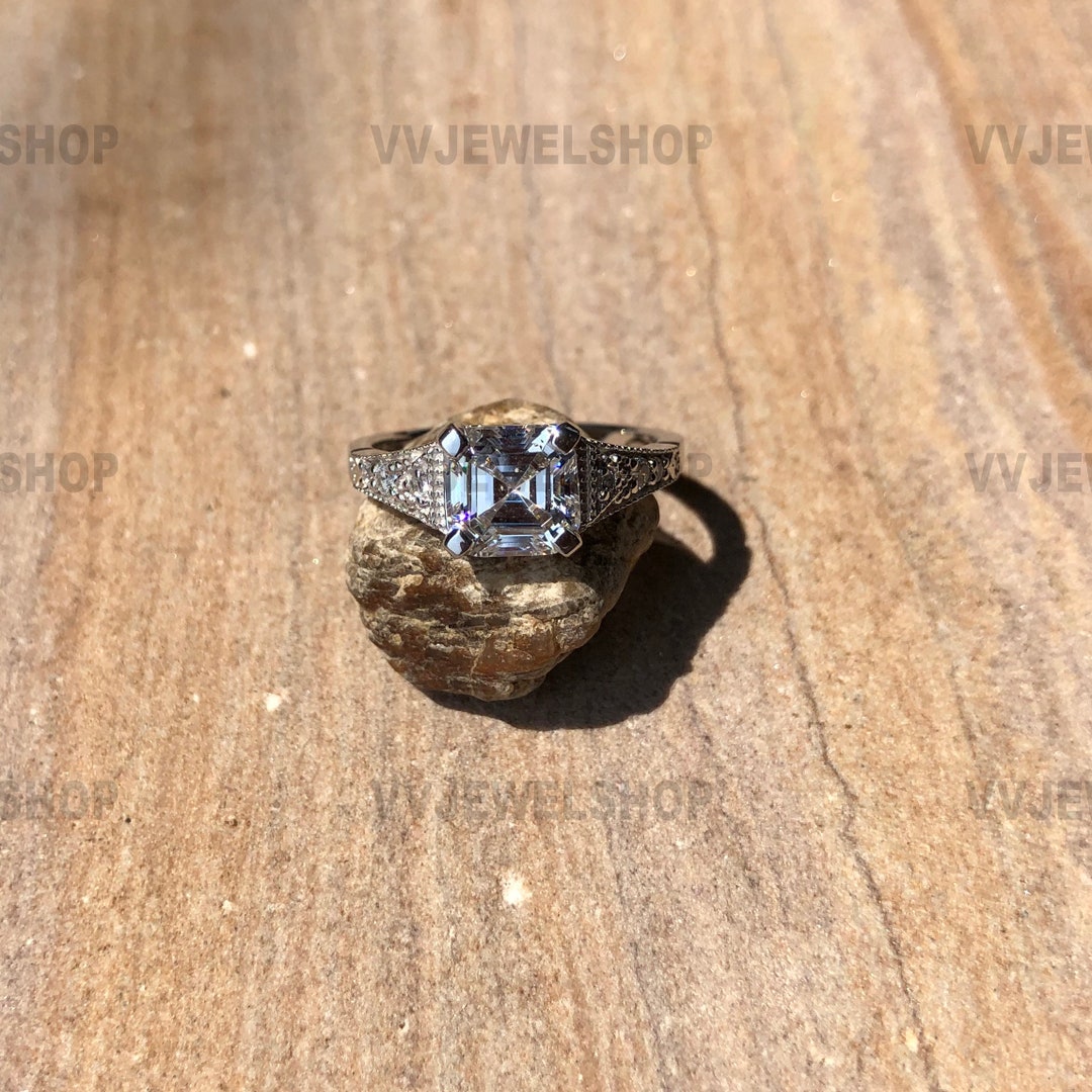 Engagement Ring, 935 Silver Ring, Moissanite Ring, White Gold Ring ...