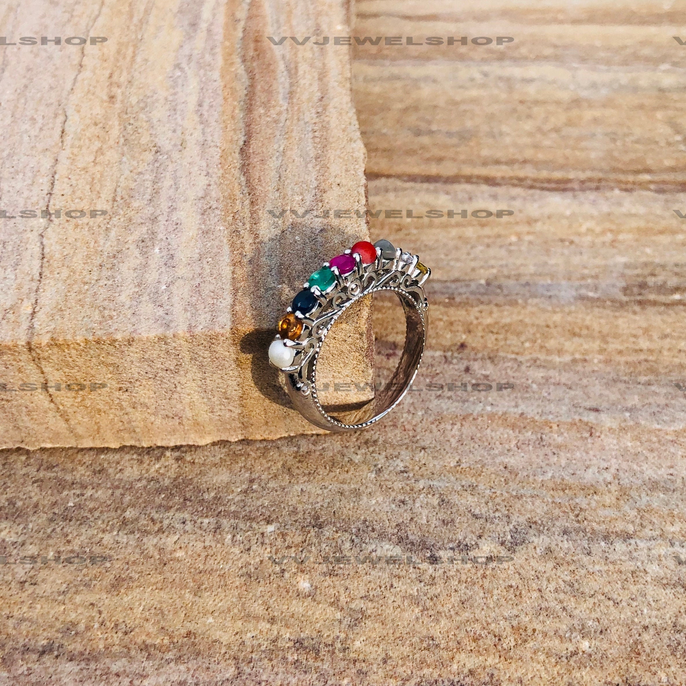 Unique Nine Different Stone Ring Navgrah Ring Nine Variety | Etsy