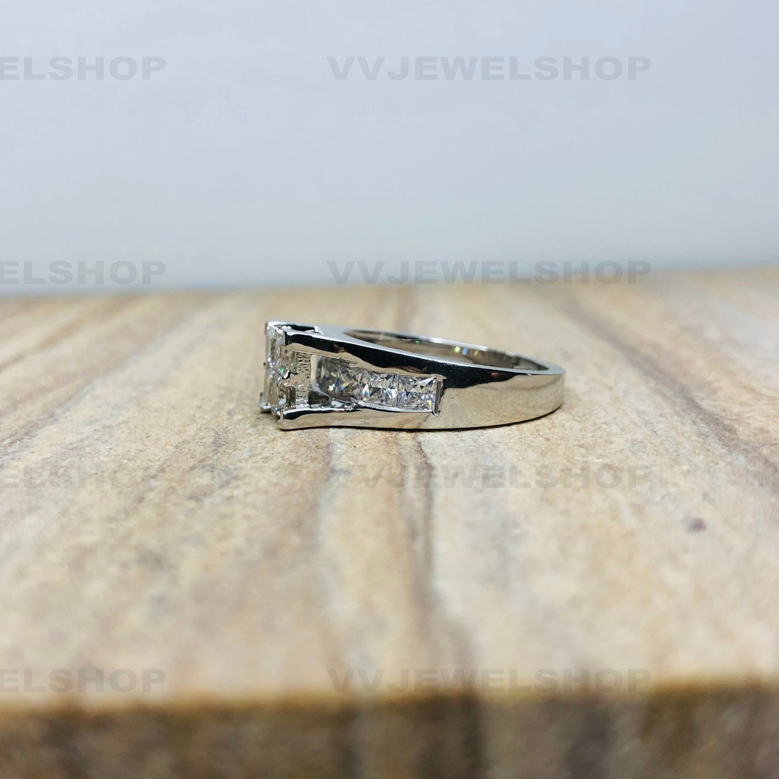 Quad Princess Cut Ring Engagement Ring White Gold Ring | Etsy