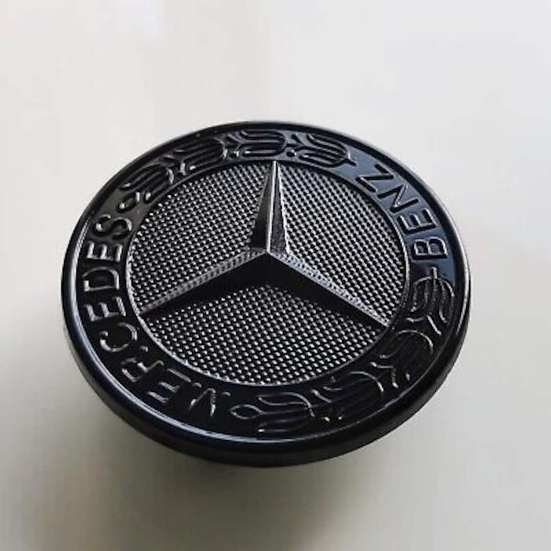 57mm Fit for Mercedes Benz Star Emblem Front Black Gloss Bonnet Tuning ...