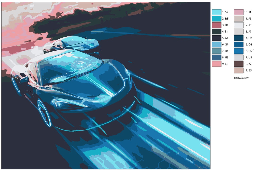 Sport Car Paint by Numbers DIY Kit Painting by Number Art Paint by ...