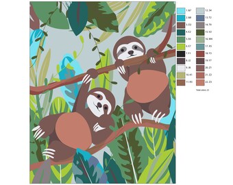 Sloth Paint by Numbers - Etsy