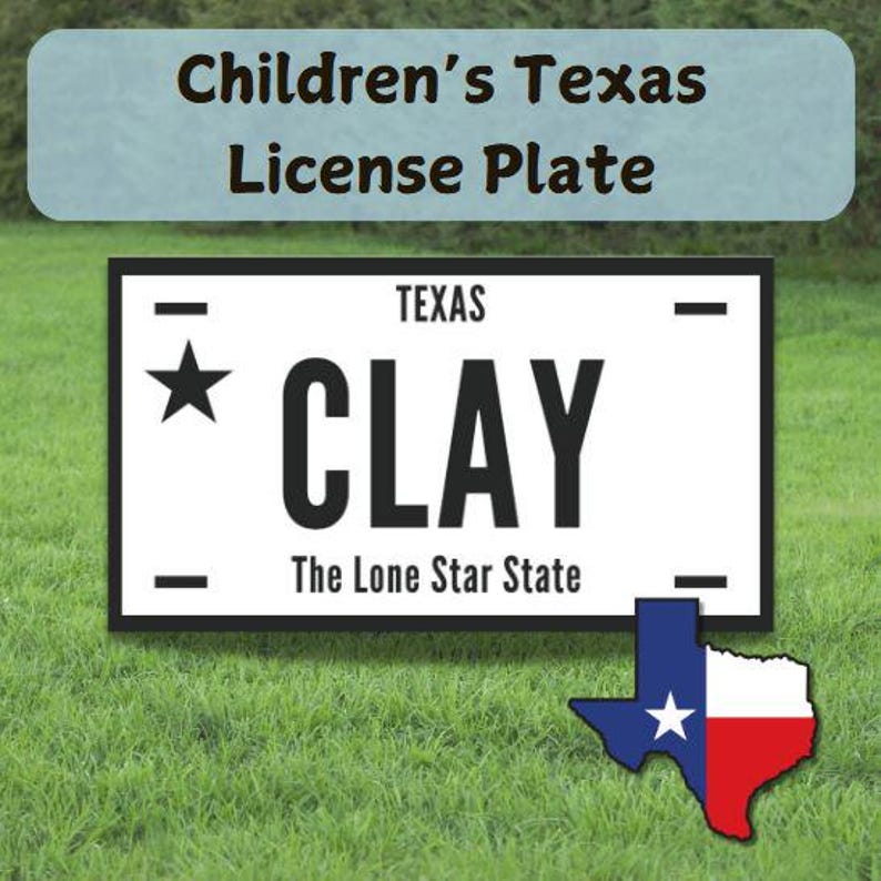 Children's Customizable Printable Texas License Plate Template - Etsy
