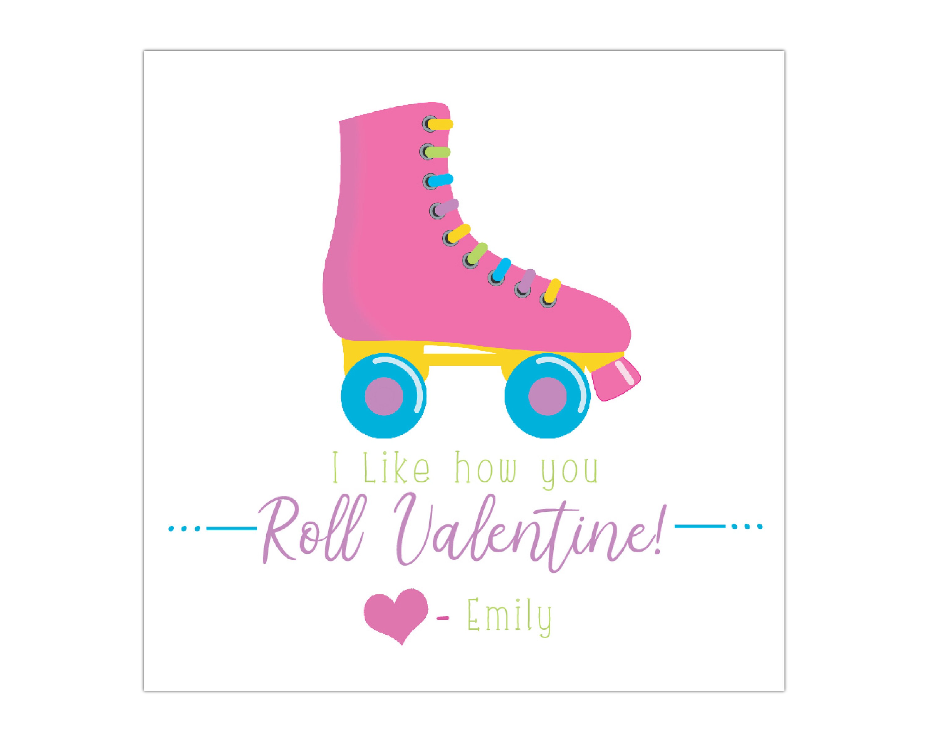 Roller Skate Valentine Gift Tag Personnalisé Carte | Etsy