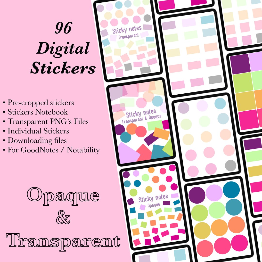 Transparent Digital Stickers Digital Planner Stickers Opaque Digital ...