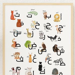 Arabic Alphabet With Animals for Kids Poster: Educational Printable for ...