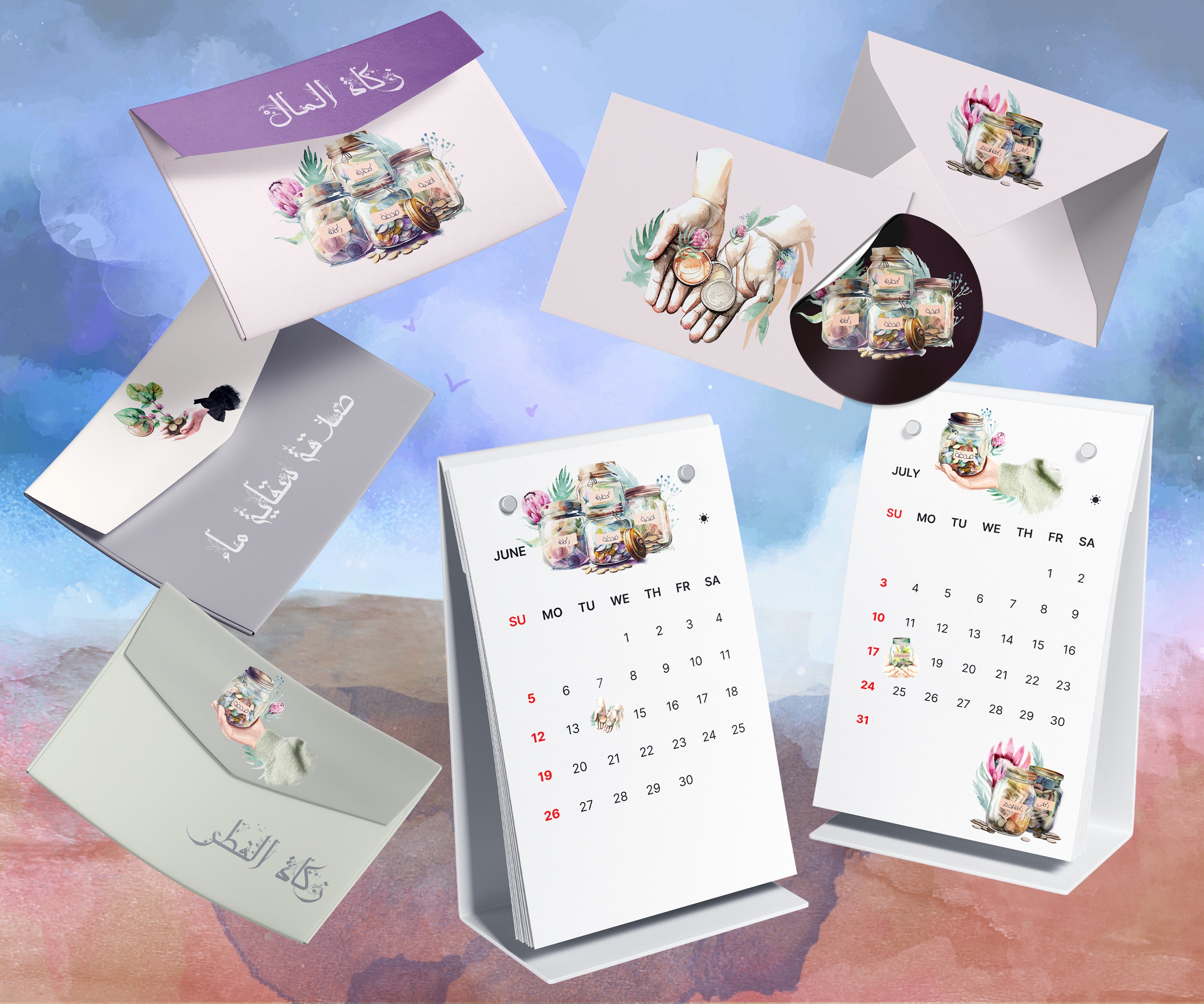 Zakat Charity Clipart Set: Hands Giving Money, Zakat & Sadaqat ...