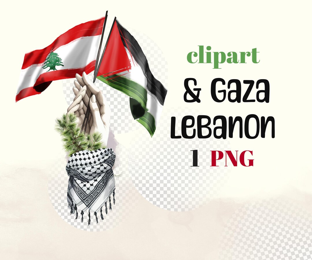 Hands of Solidarity: Lebanon & Palestine Flags With Keffiyeh, PNG for ...