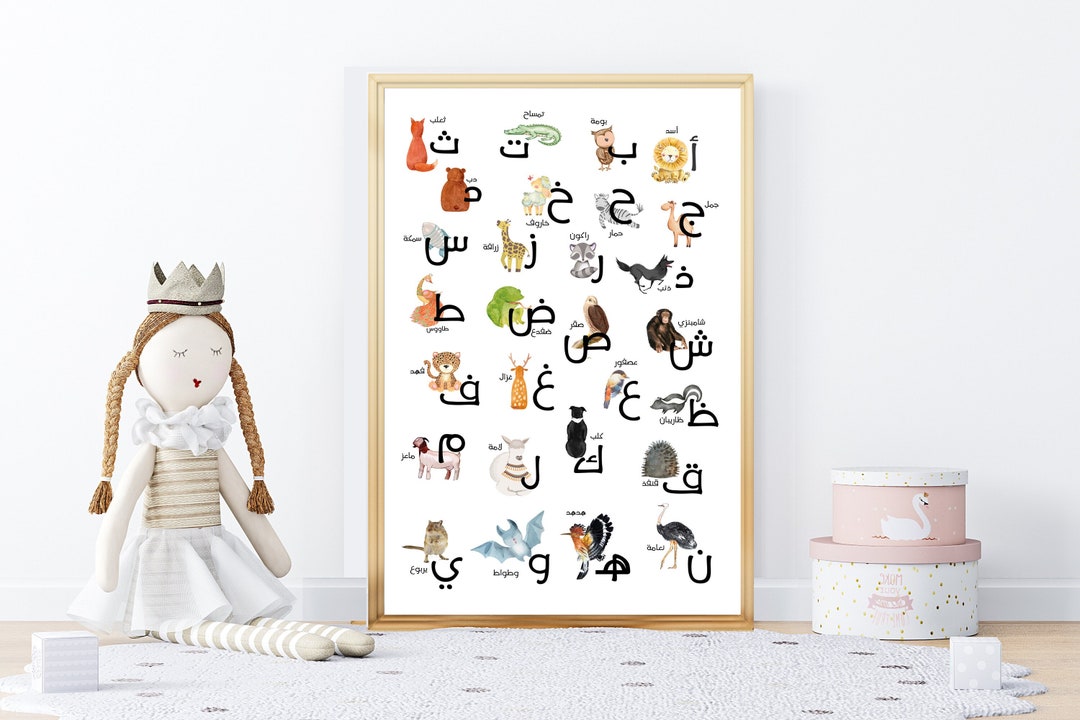 Arabic Alphabet With Animals for Kids Poster: Educational Printable for ...