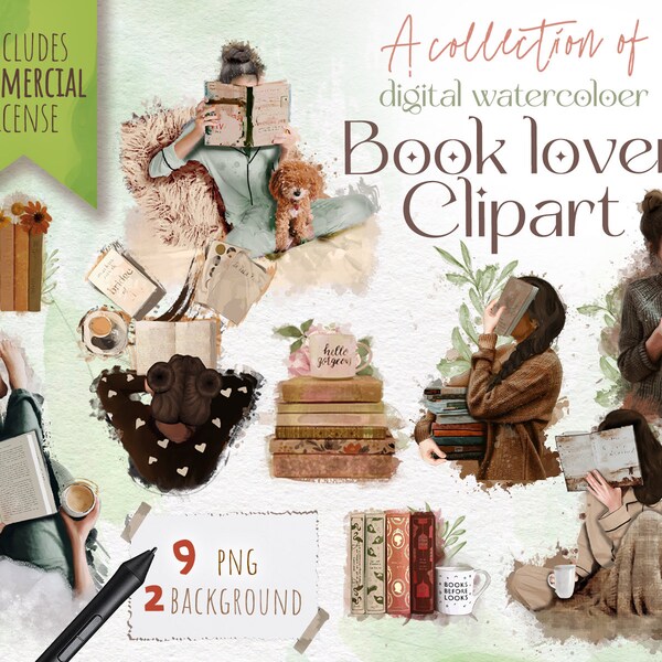 Bookworm Clip Art - Etsy