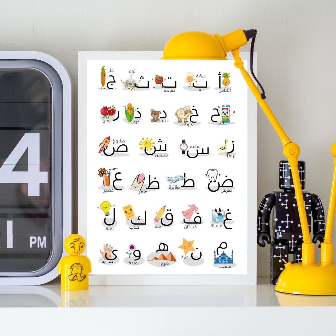 Arabic Alphabet Educational Poster for Kids, Preschool Prints Letters ...
