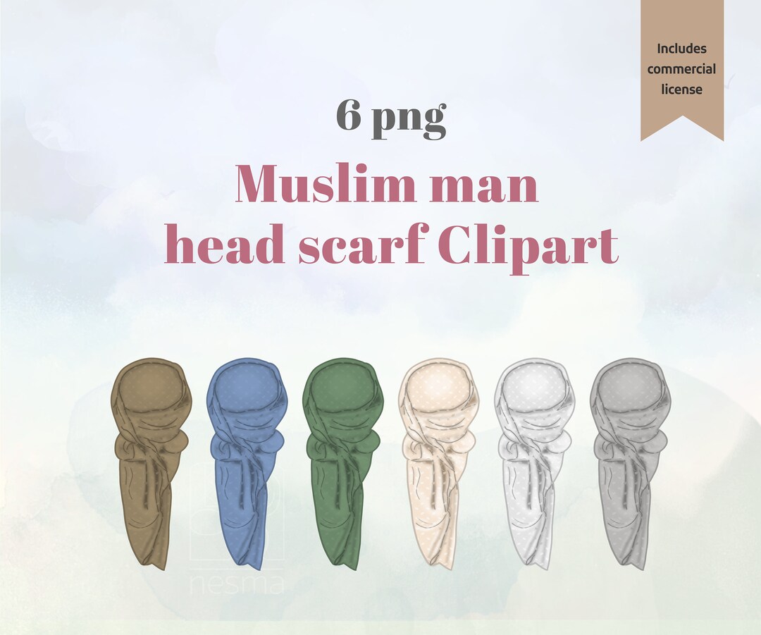 Muslim Man Head Scarf Clipart: Wrapping Imamah Islamic Illustrations ...