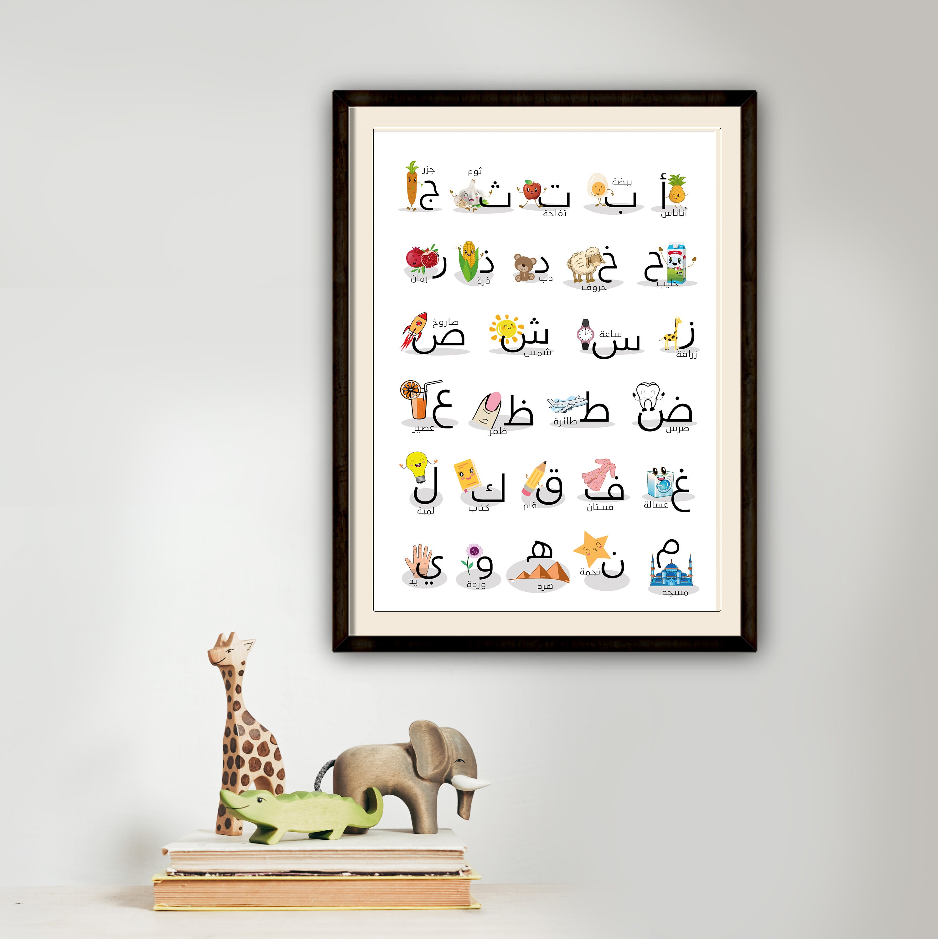 Arabic Alphabet Illustrated Poster for Children Nursery Wall | Etsy India