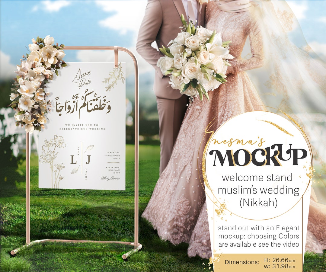 Islamic Wedding Welcome Stand Mockup, Islamic Nikkah Sign, Seating Plan ...