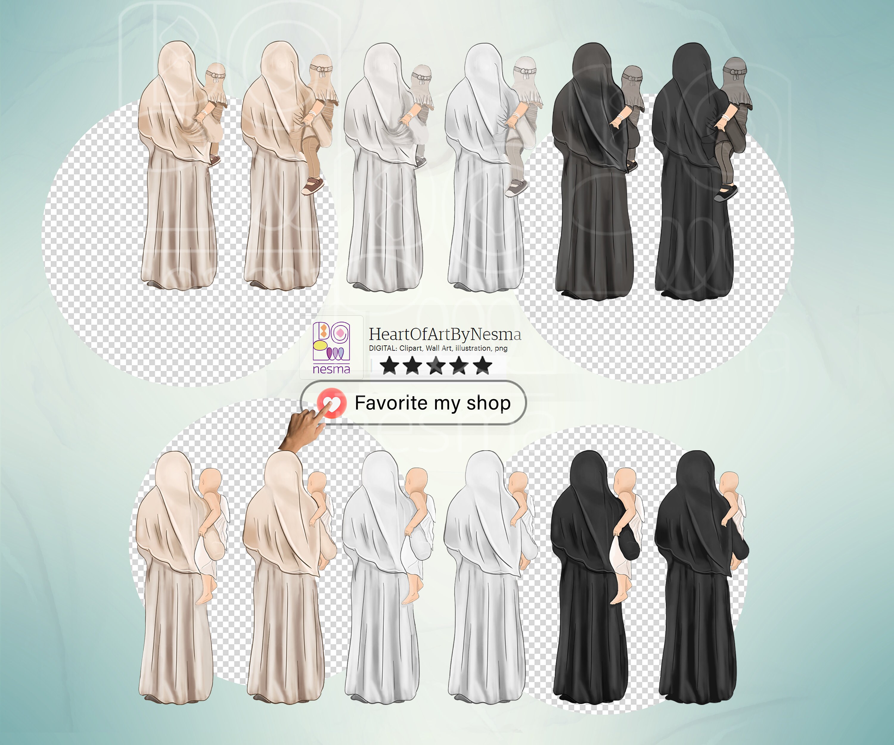 Muslim Mom Png, Women Portrait Carrying Her Baby, Faceless Islamic ...